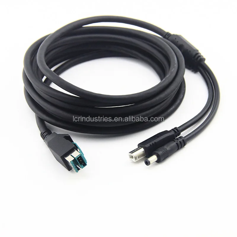 24V Powered USB to 2x4 Pin Cable for IBM POS Printers - USB 2.0 Data ...