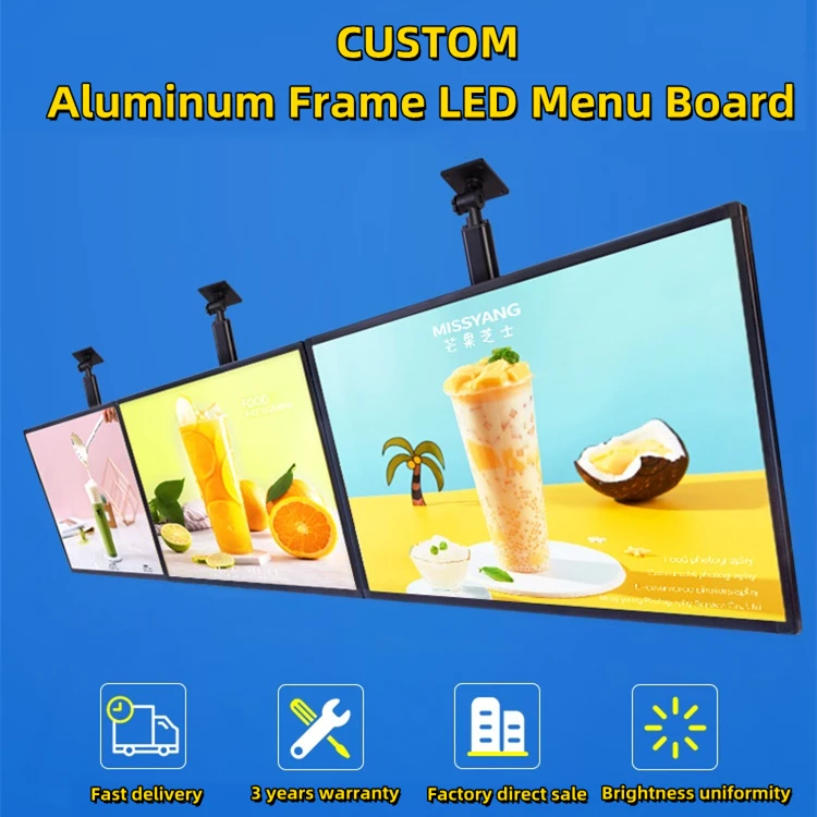Custom Aluminum Frame Menu Board Display Led Backlit Light Box Magnetic ...