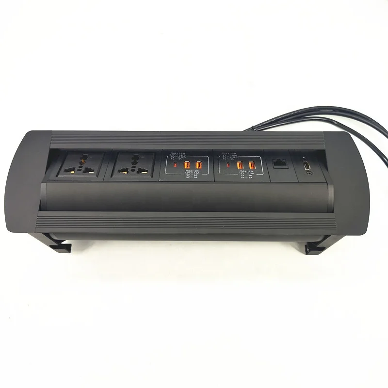 Universal Power Hidden Mounted Conference Table Desktop Manual Lip up ...