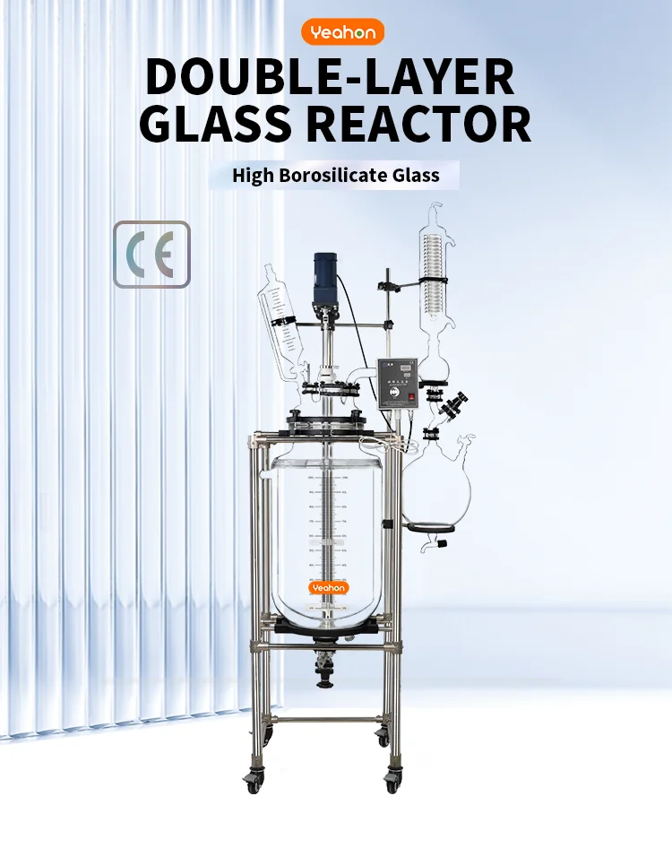 Lab Chemical Bioreactor Jacketed Glass Agitator Coated Tank