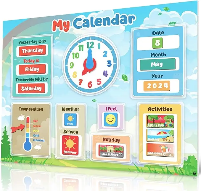 Magnetic Kids Calendar for Learning Classroom Preschool Magnet Calendar ...