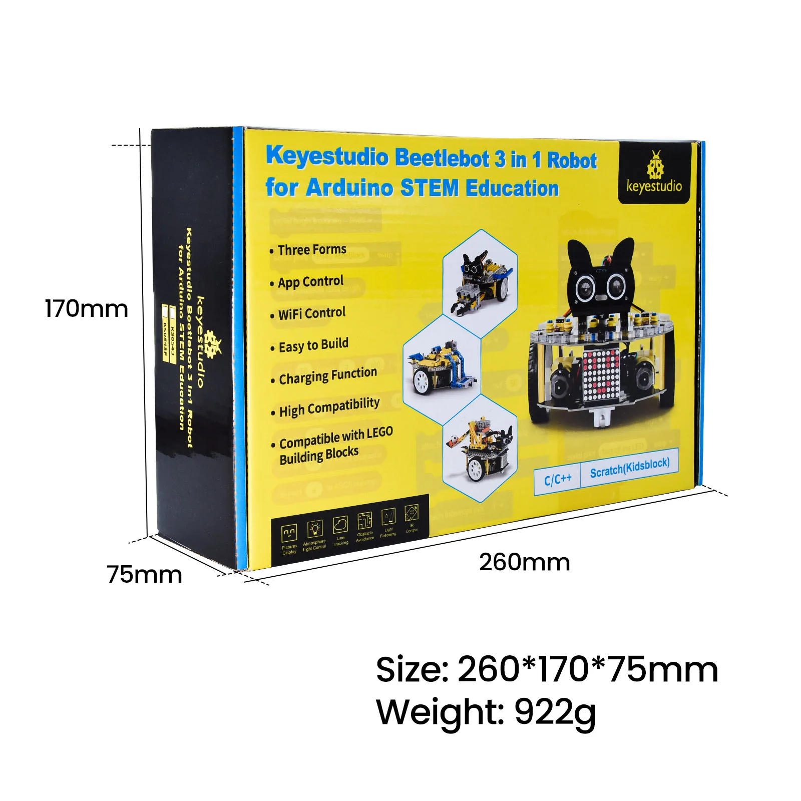 Keyestudio Beetlebot 3 In 1 Robot Car Kit Compatible With Lego For Arduino Nano Stem Education ...