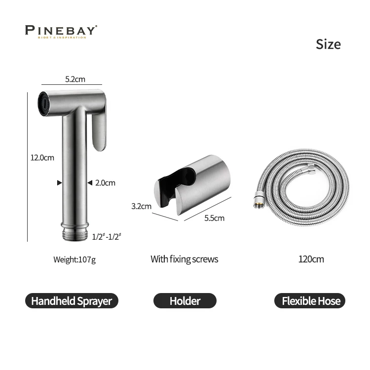 PINEBAY New Self Cleaning SUS304 Handheld Bidet Sprayer Floor Mounted ...