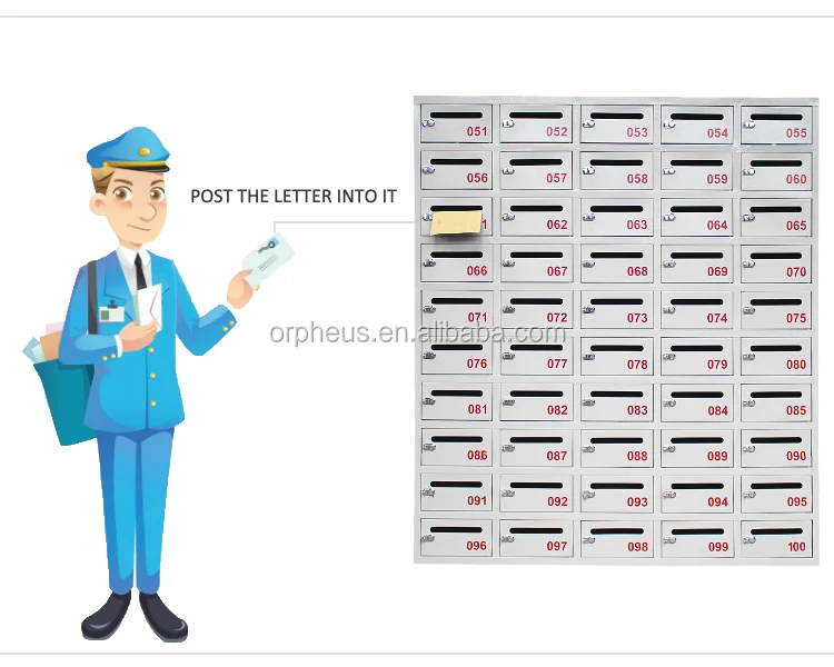 50 Door Multiple Post Boxes - Stainless Steel Letter Boxes