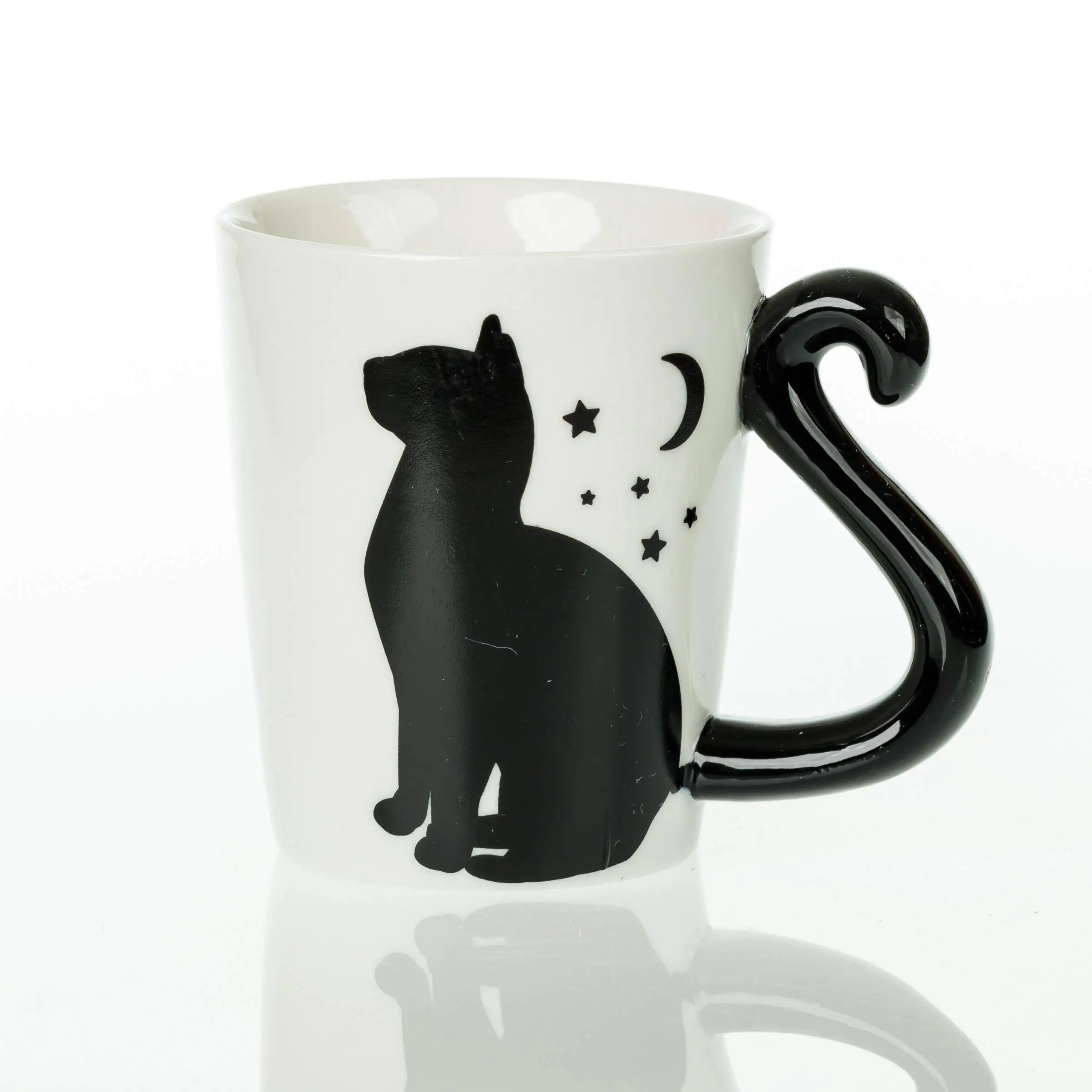 Wholesale 3d Ceramic Black Cat Coffee Mug With Cat Tail Handle 12 Oz ...