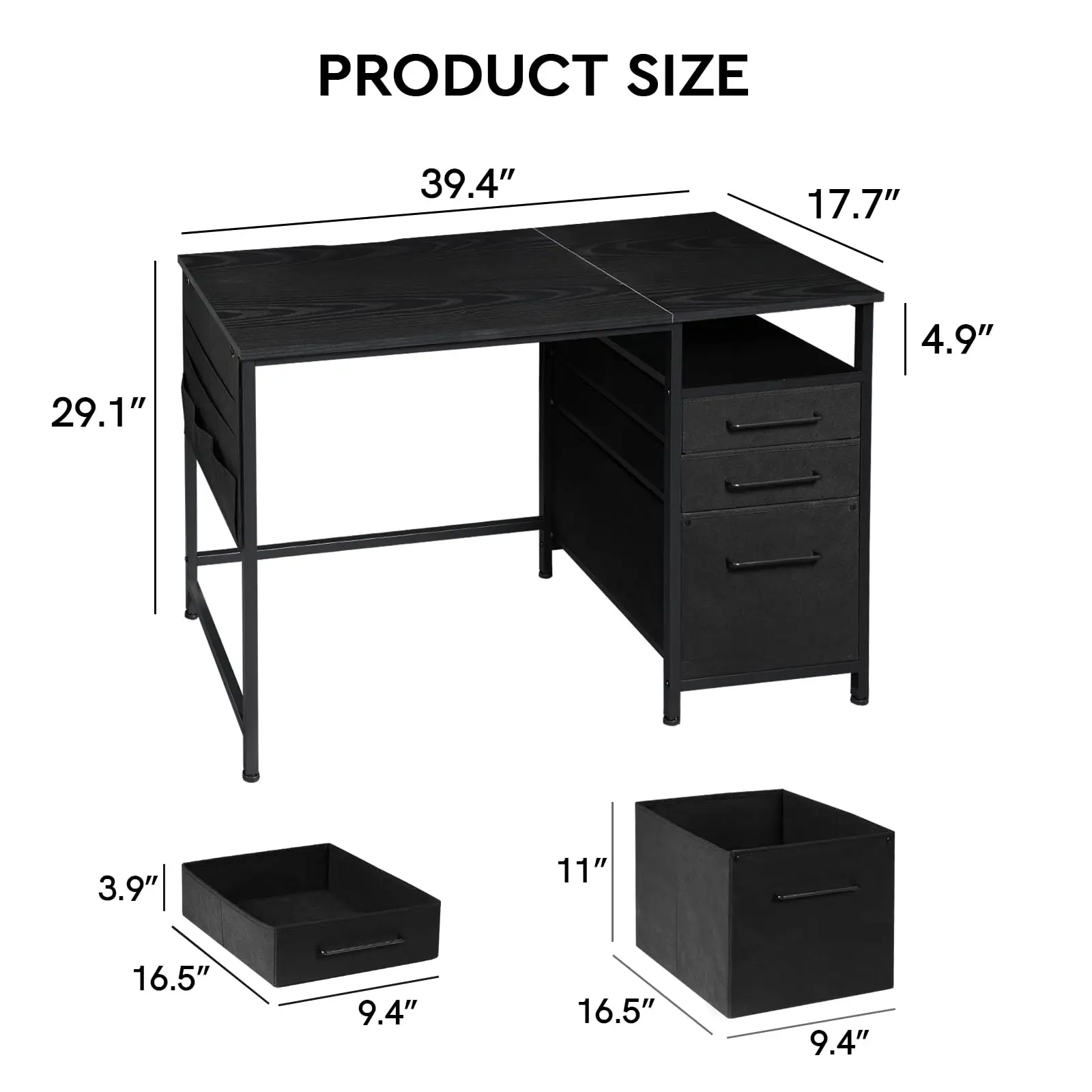 Small Desk With Drawers 40 Inch Desk With Drawers And Shelves Computer ...