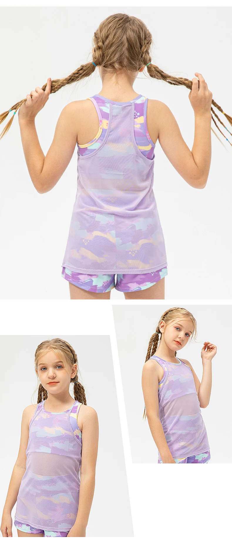 High Quality Children Mesh Stitching Tank Top Quick Dry Comfortable ...