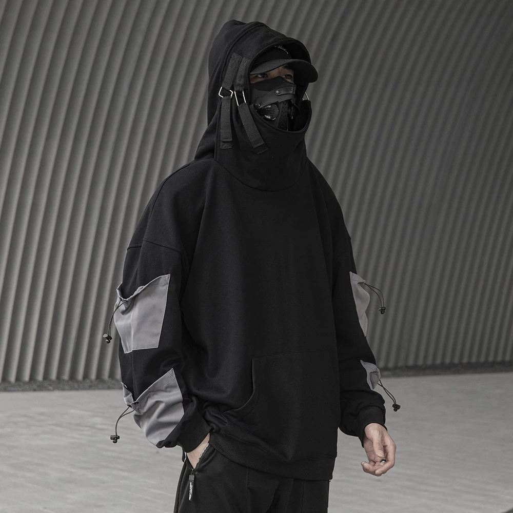 Custom Men's Hoodie - Cyberpunk Techwear with 3D Embroidery