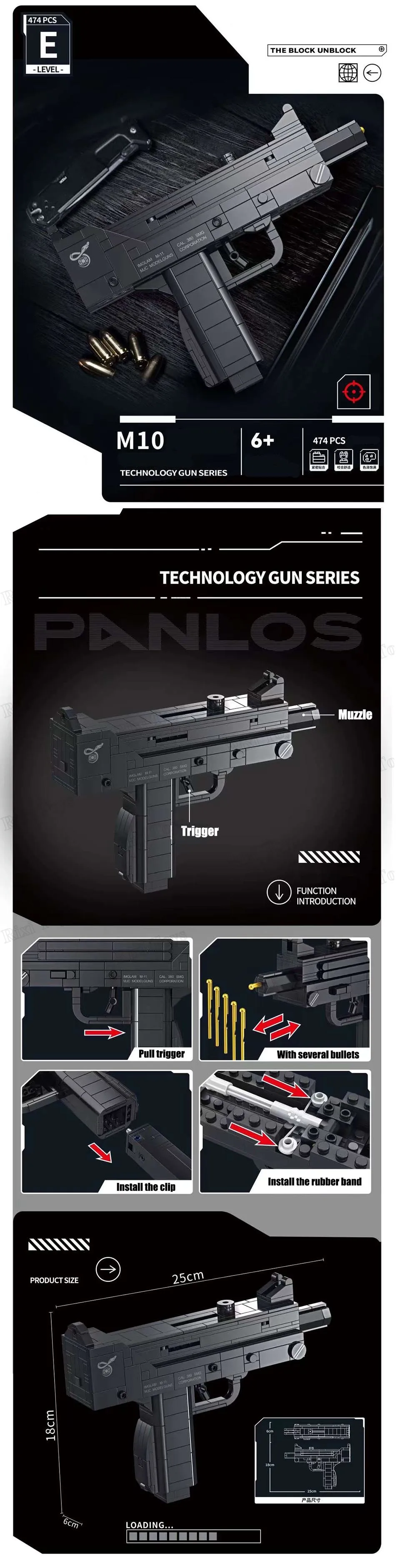 Panlos Military M500 Revolver Pistol Kits - Toy Building Blocks
