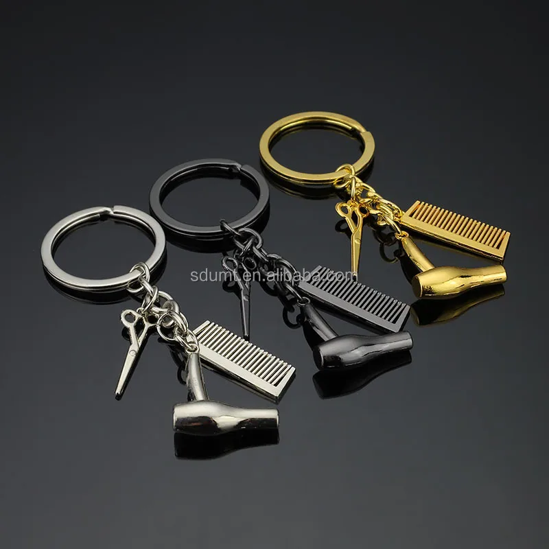 Barber Shop Hair Dresser Keychain Scissors Hair Clipper Hair Dryer Key ...