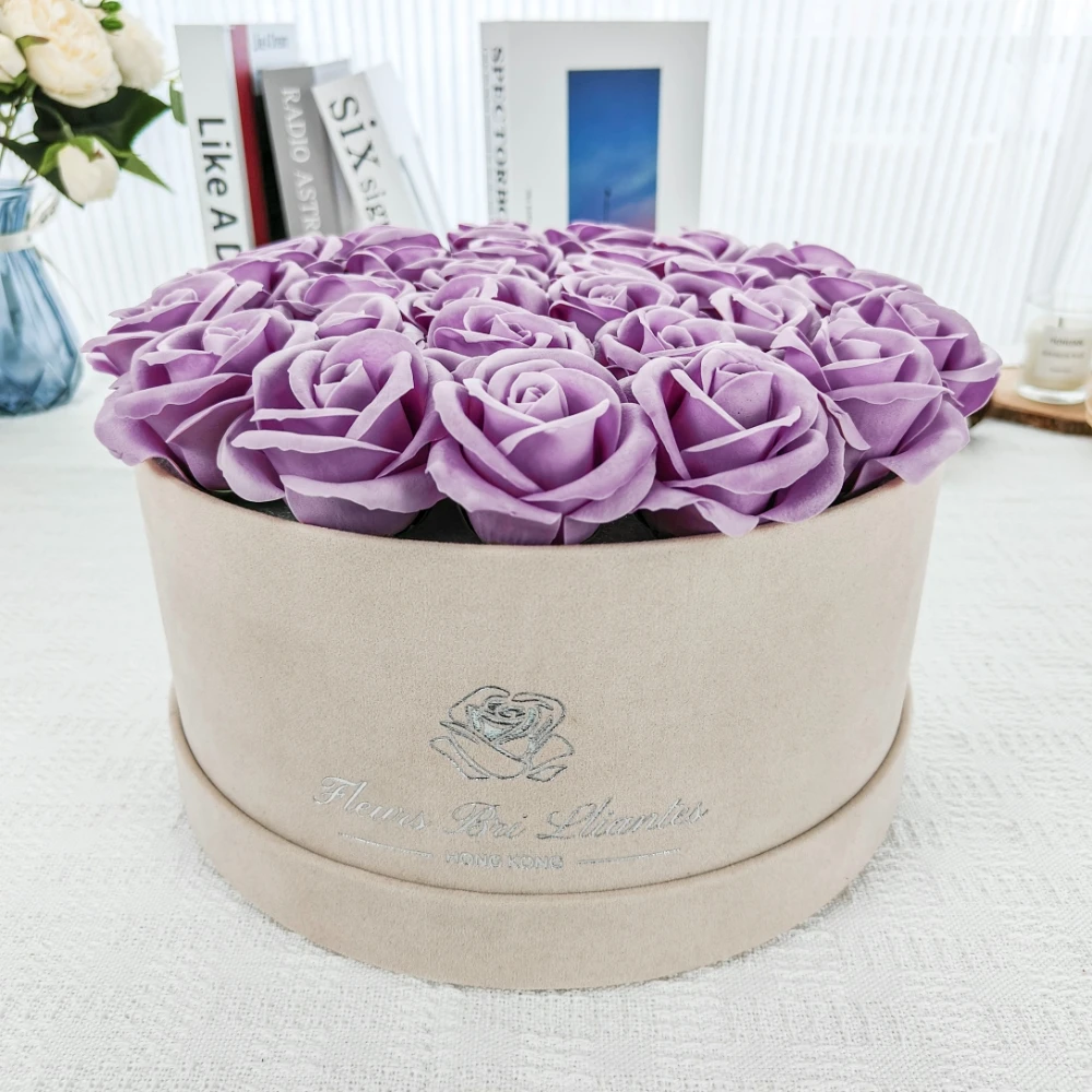 High-capacity Round Flower Box For Flower Display,Velvet Flower Gift ...