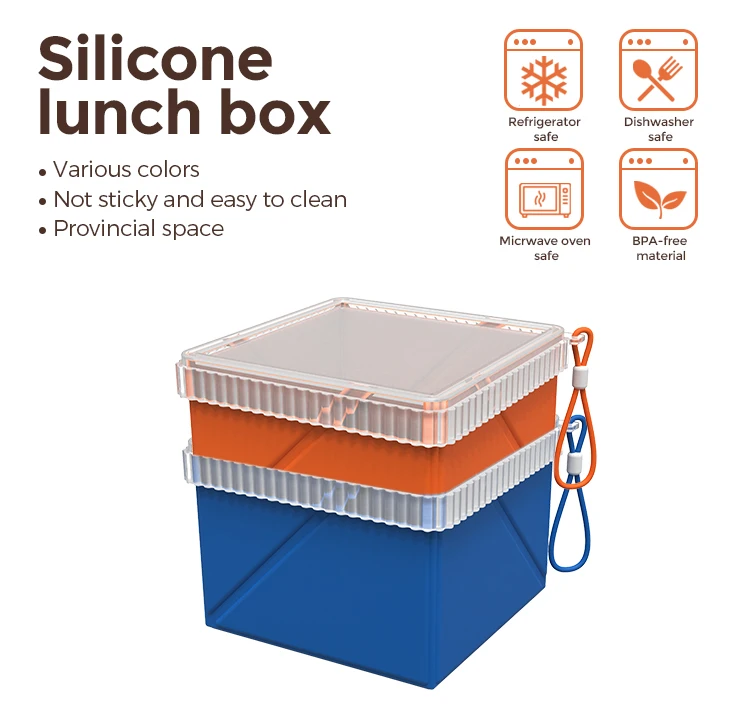 Silicone Folding Lunch Box Refrigerator Storage Microwave Heating ...