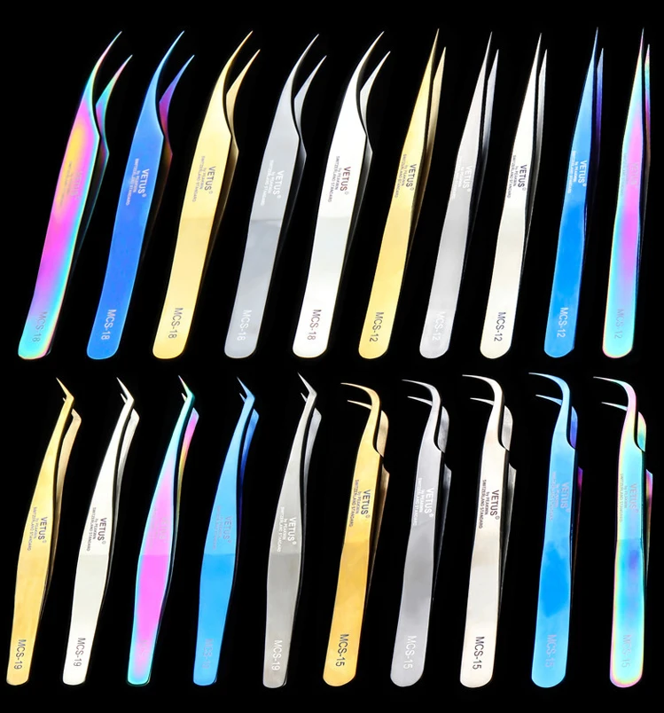 Fiber Tip Lash Tweezers Strong Hold Slim Thin Straight Volume Tweezers ...