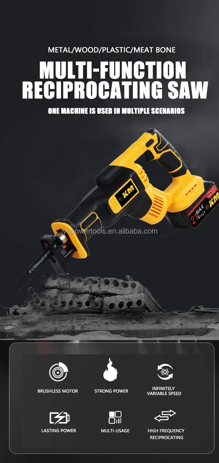 KM Portable Cordless Brushless Blade Lithium Battery Hand Reciprocating ...