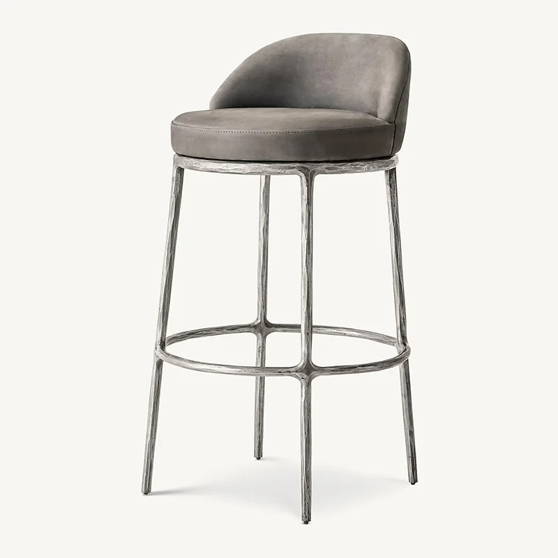 THADDEUS Hand Forged Swivel Golden Brass Metal Frame Stool