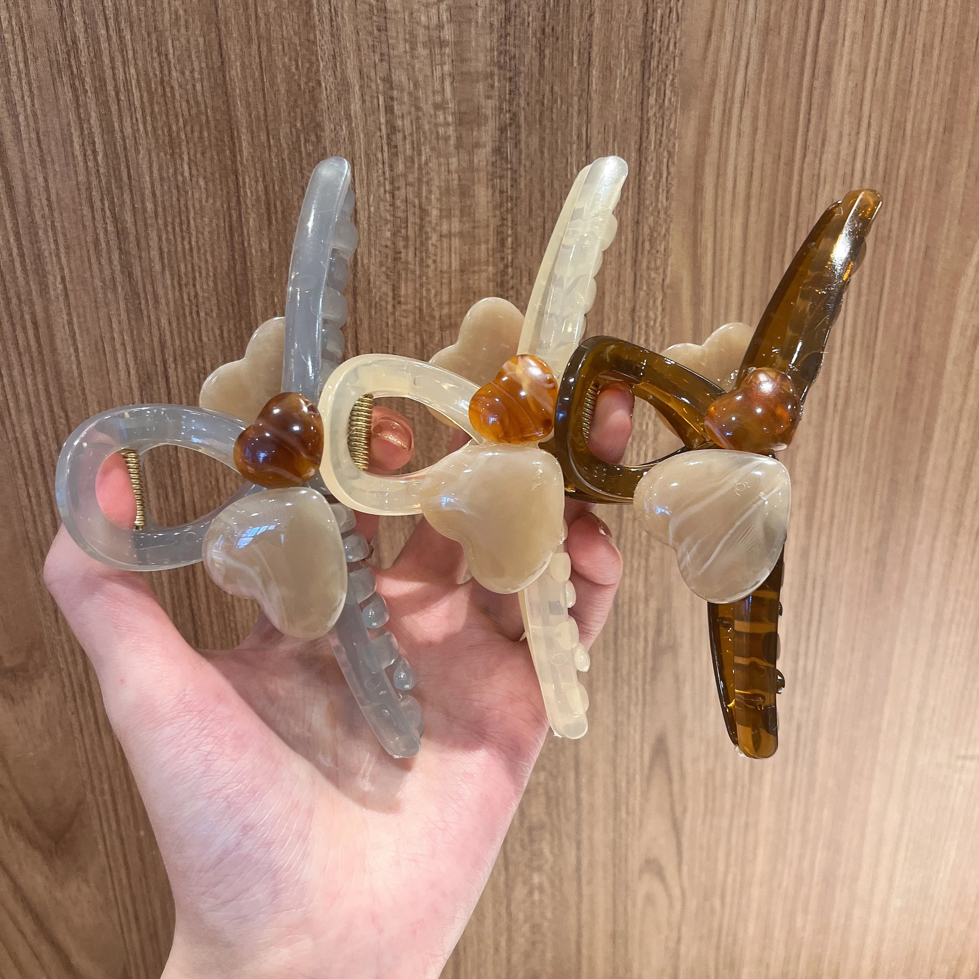 Acrylic large grab clip double love shark clip hair accessories ...