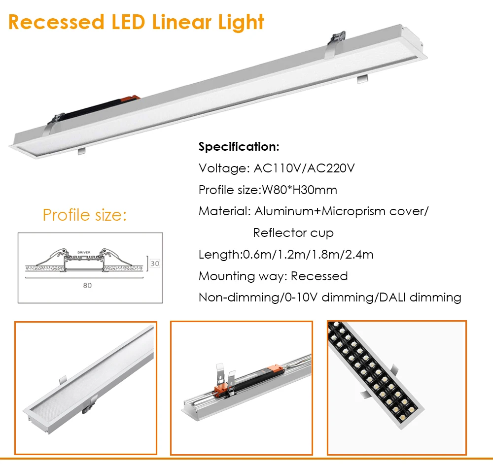 Trunking System Recessed Led Linear Luminaire Light With Different Housing Colors - Buy Recessed ...