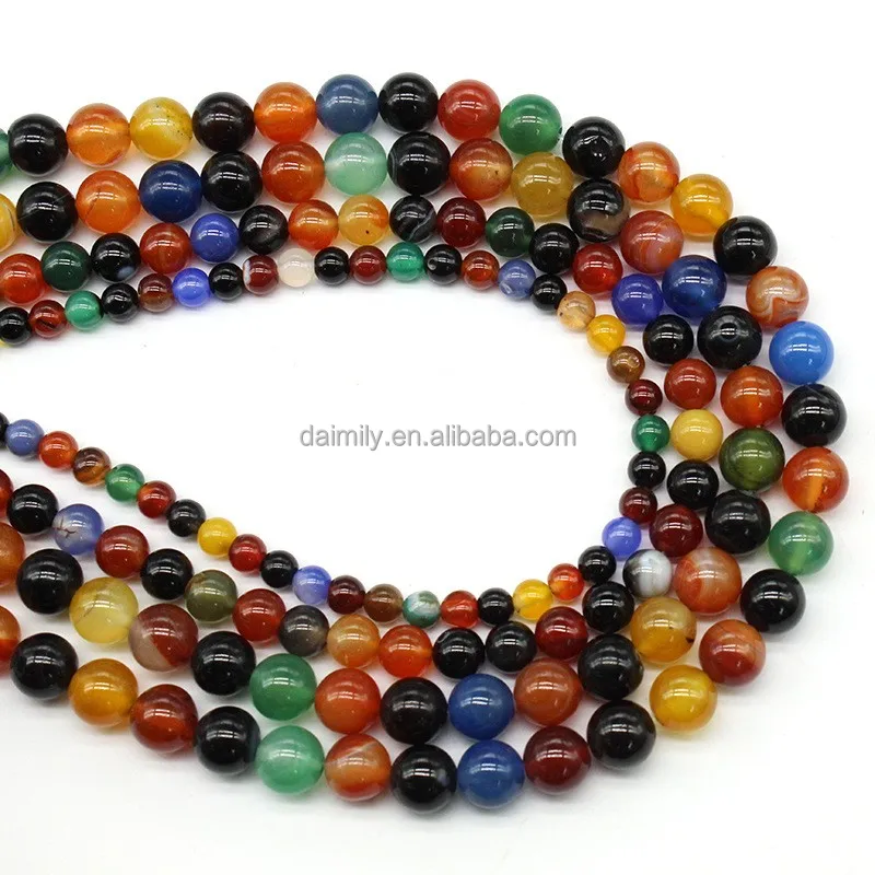 Colorful Agate Round Beads Wholesale Natural Flower Agate Beads ...