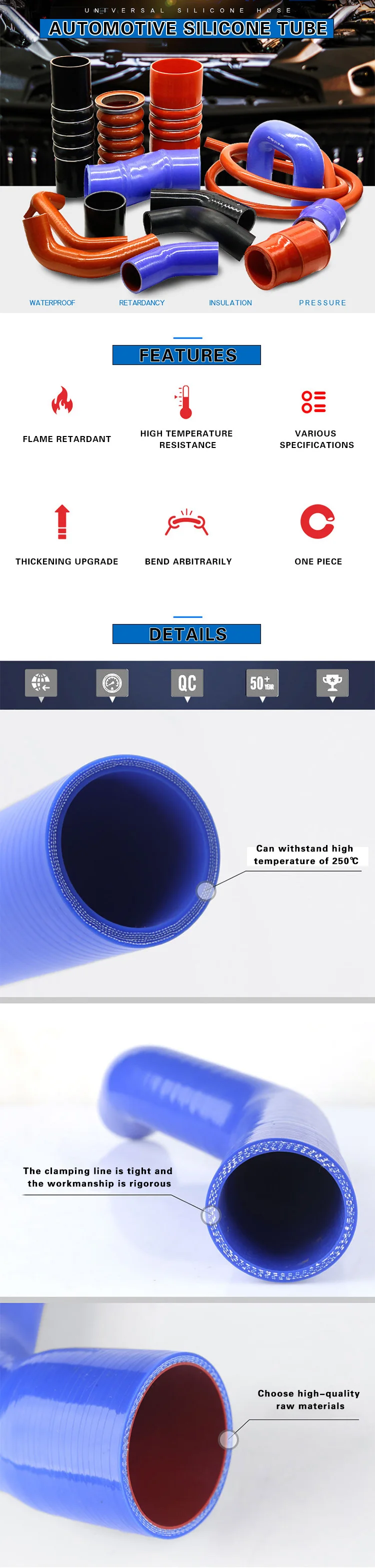 Custom Heat Resistant Car Intercooler Flexible Turbo Silicone Hose 90 ...