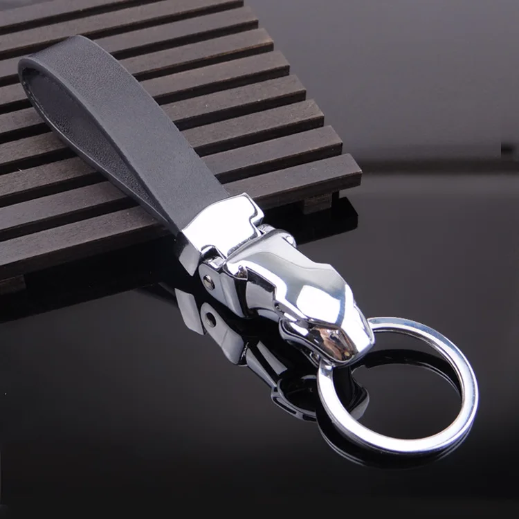 Custom Keychain Metal Brown Leather Metal Keychain Leopard Head Shape ...