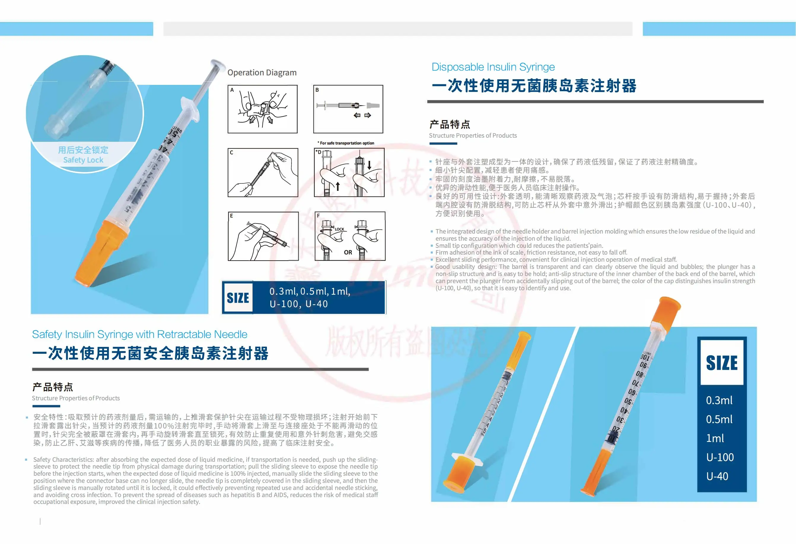 Disposable Orange Insulin Syringe with Needle - 1ml, CE Certified ...