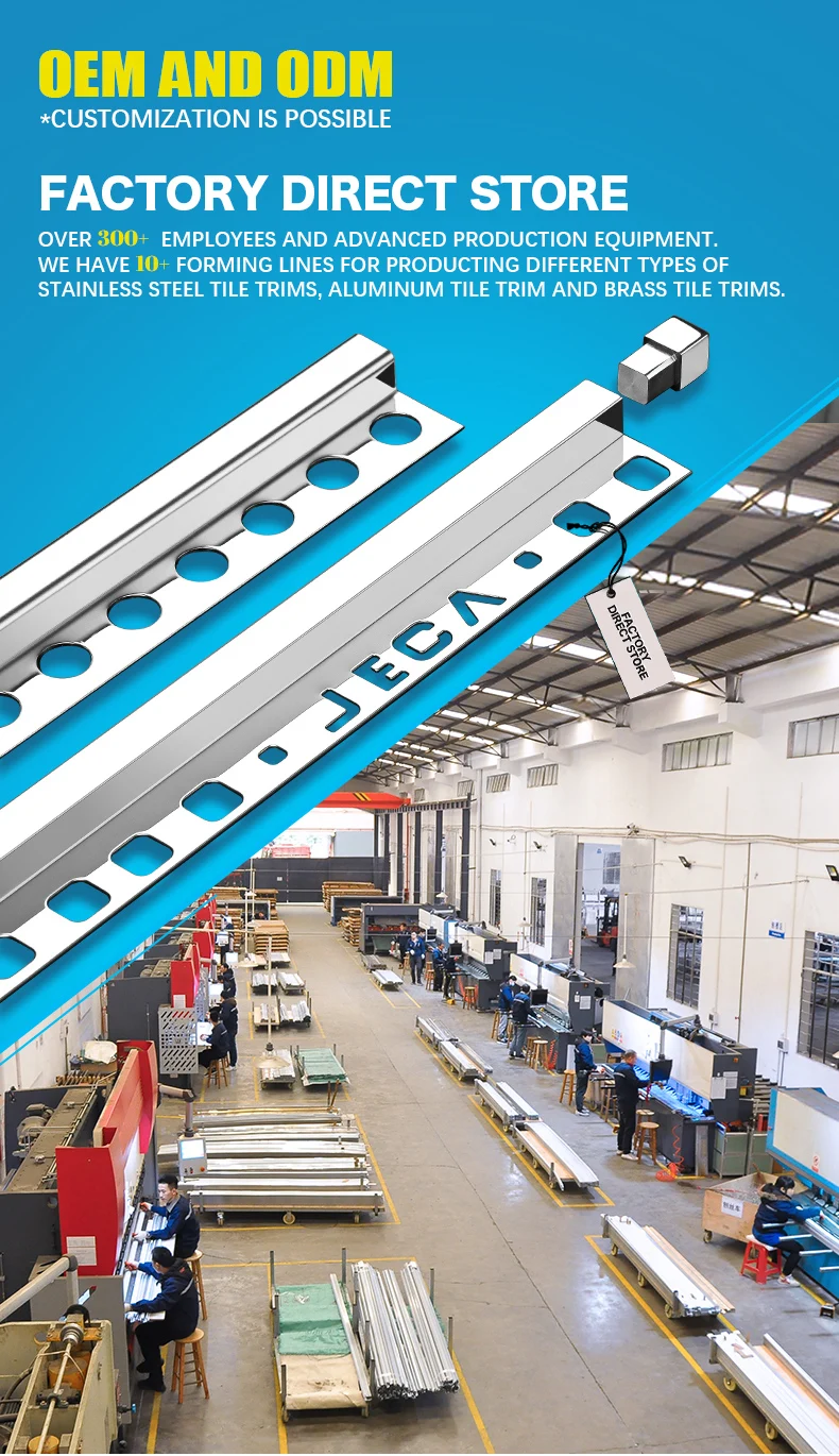 Foshan Factory JECA Stainless Steel Tile Trim for Wall Edges