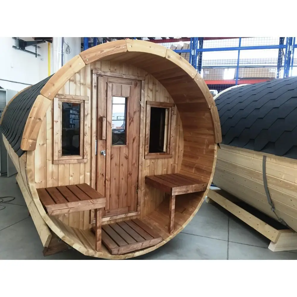 Rustic Steam Barrel Sauna Room Sauna Manufacturer Hemlock 4 Persons ...