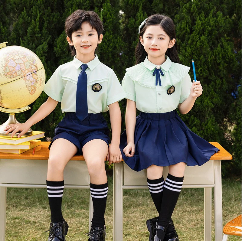 beautiful school uniform design kids green shirts and shorts set two ...