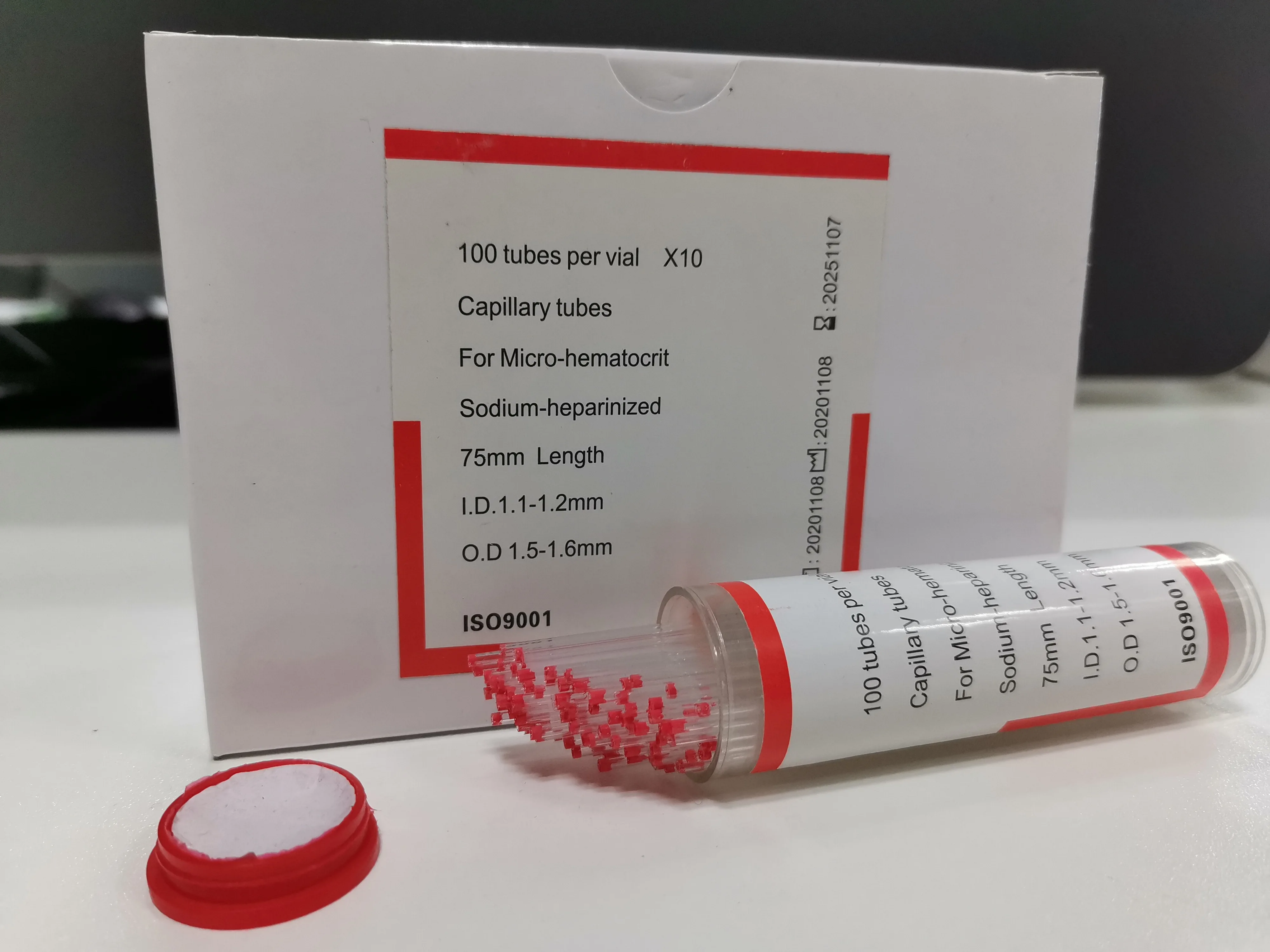 Laboratory Use Capillary Glass Blood Taking 100pcs Vial Capillary Tube ...