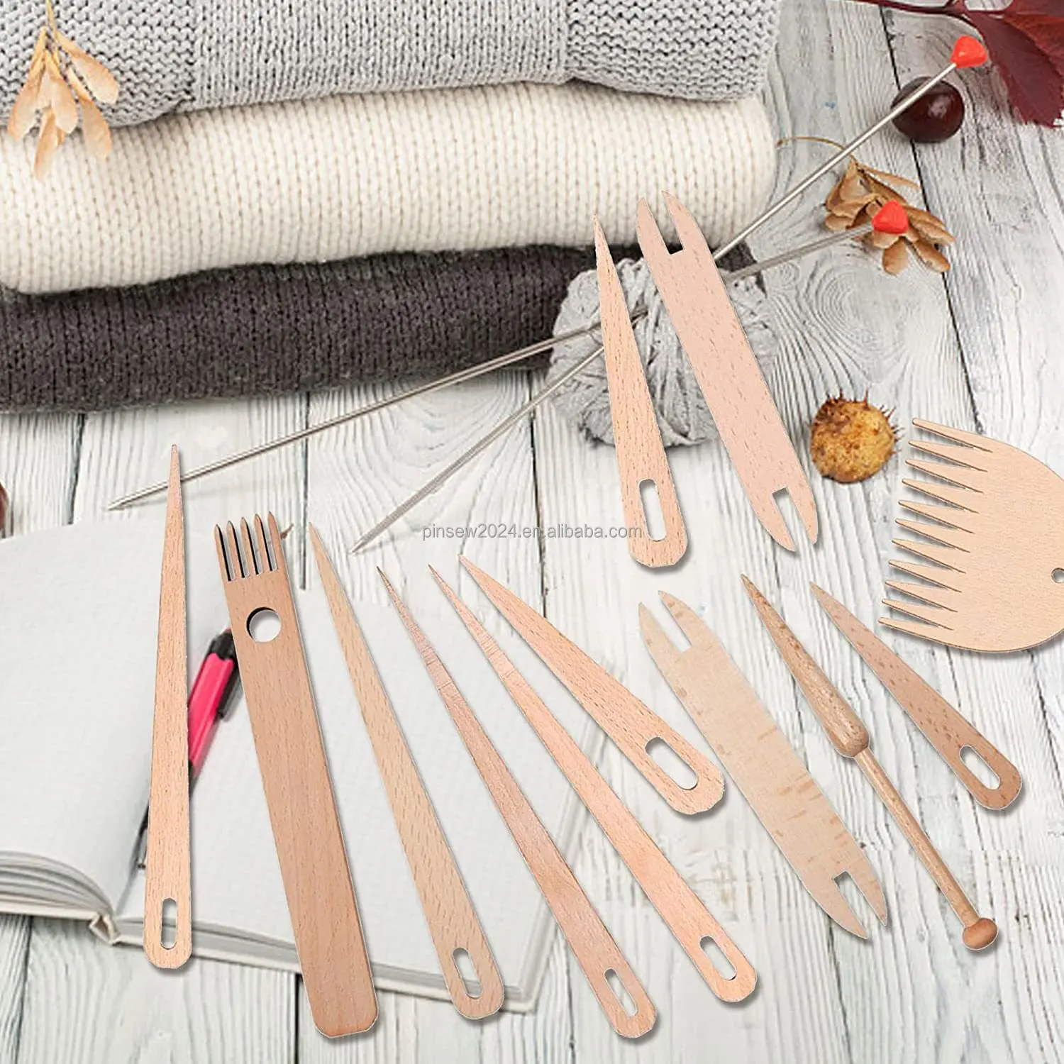 Diy Hand Wood Crochet Shuttle Machine Solid Wood Big Eye Needle ...