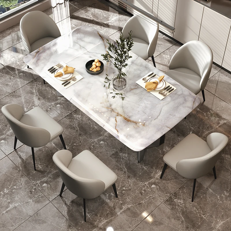Modern Luxury Stainless Steel Restaurant Dining Table Marble Top Stone ...
