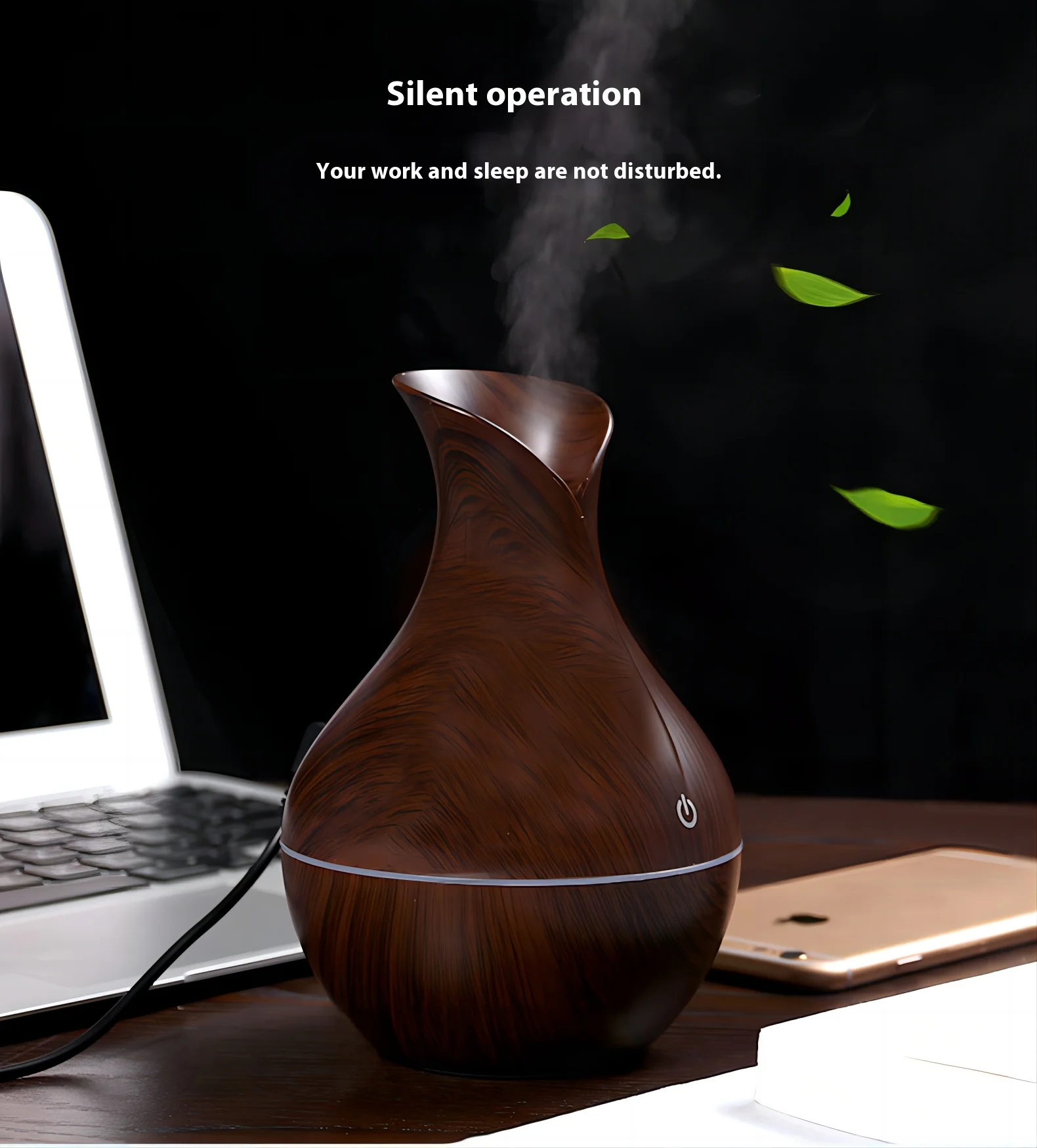 Office Wood Grain Vase Essential Oil Diffuser Aromatherapy Humidifier ...