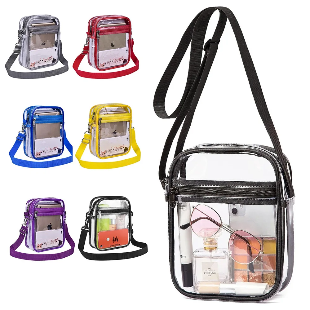 Custom Clear Bags Stadium Approved Clear Zipper Closure Crossbody ...