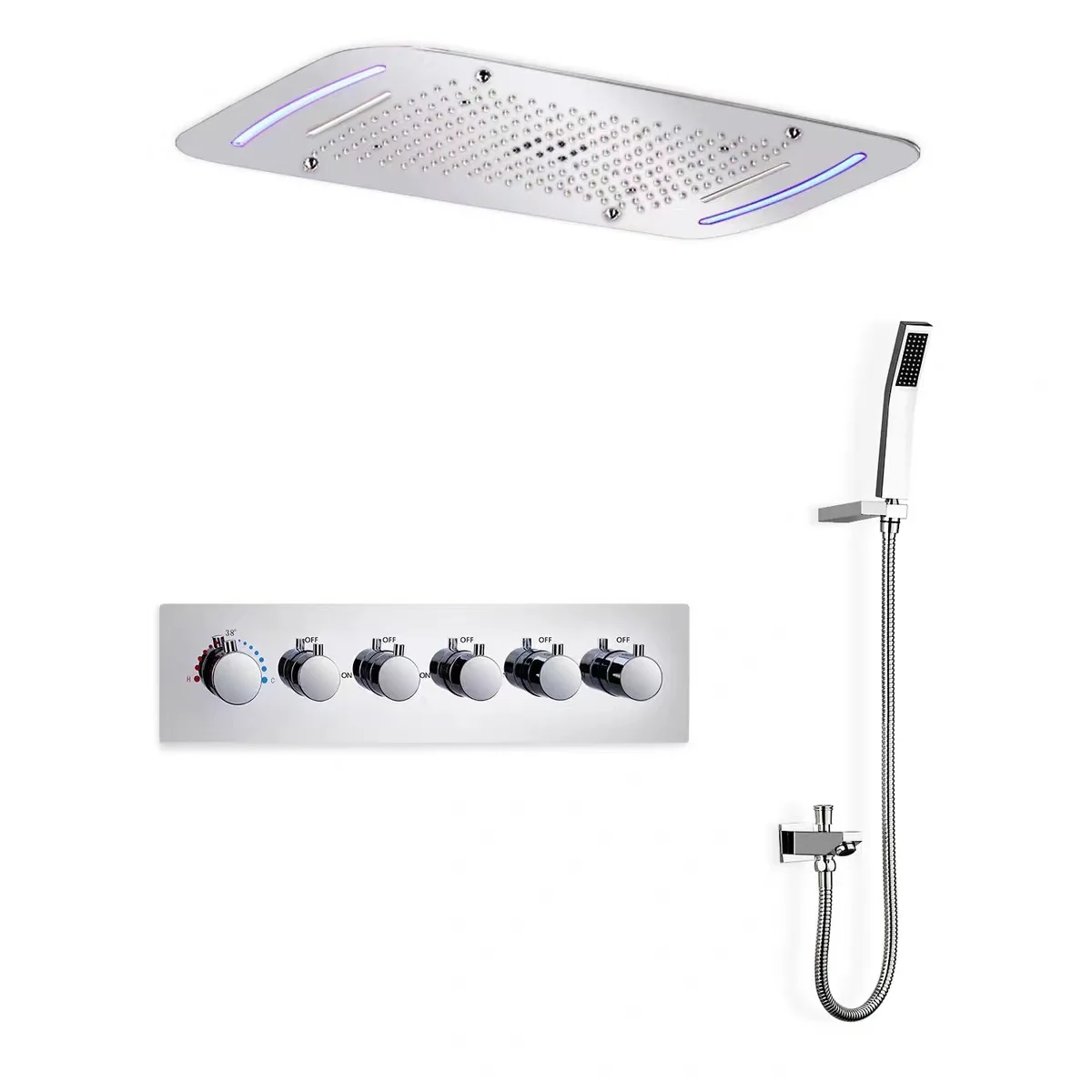 Press Button Digital Show Brass Ceiling 3 Way Function Shower System ...