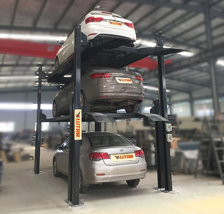 4 Post Triple Stacker Lift Vertical Car Parking Lift for 3 Cars ...