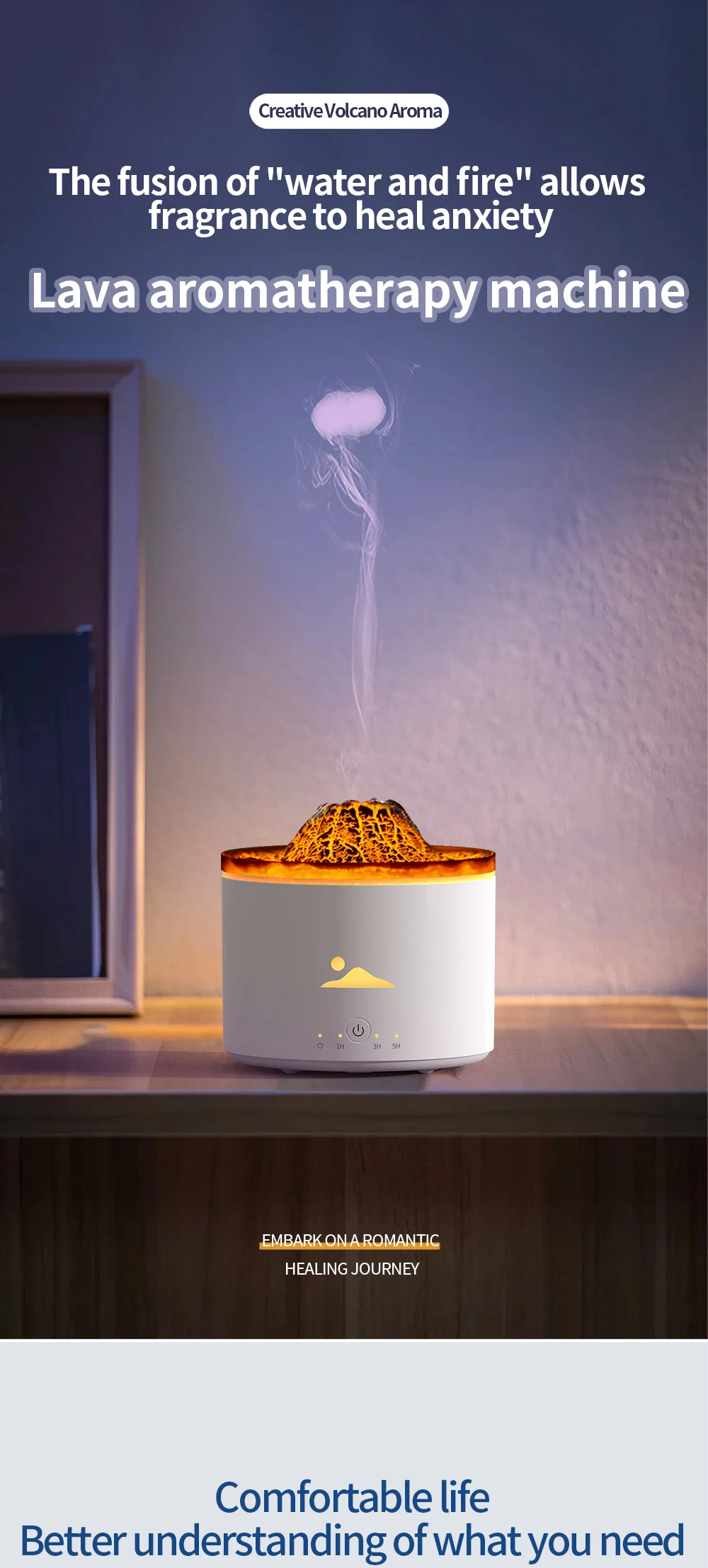 3d Flame Air Humidifier Diffuseur Ultrasonic Fire Lamp Essential Oil ...