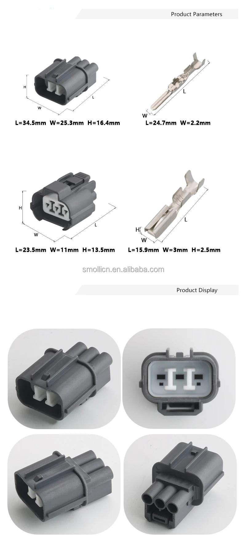 6189-0130 3 Pin Headlight Leveling Device Plug Automotive Waterproof ...