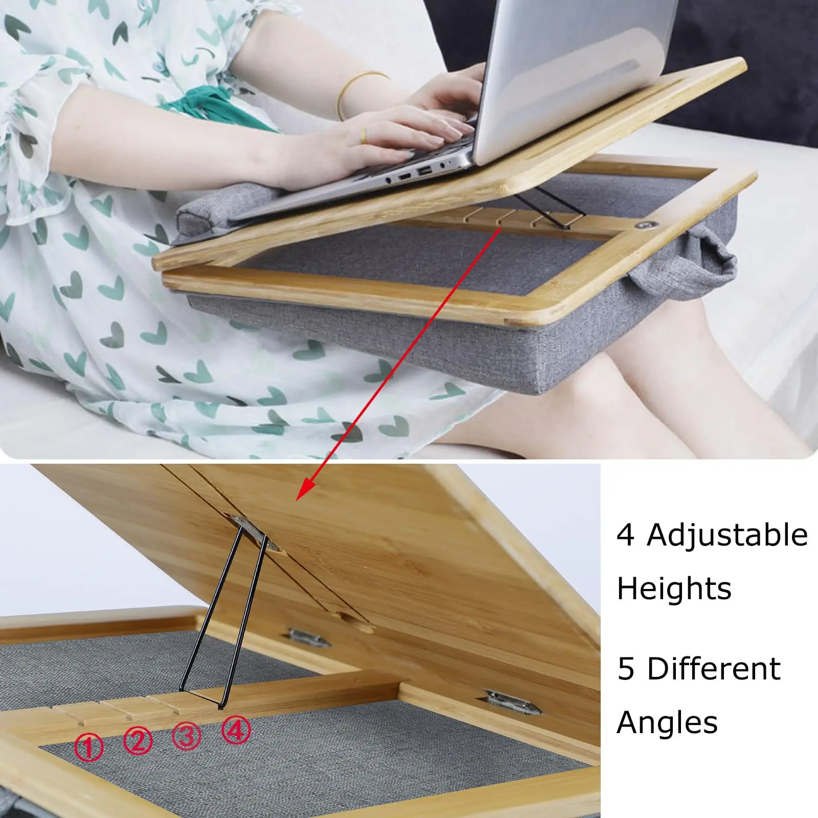 JQ Premium Bamboo Computer Table - Adjustable & Eco-friendly