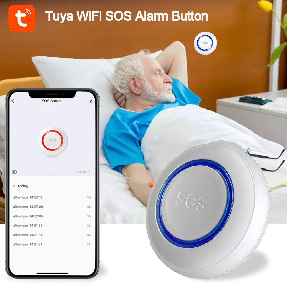 Tuya Wifi Sos Button Wireless Emergency Button Alarm Home Burglar Alarm Sensor 2.4g Sos Senspr ...