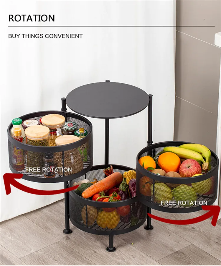 5-layer Kitchen Round Storage Rotating Organizer Food Vegetable Push ...
