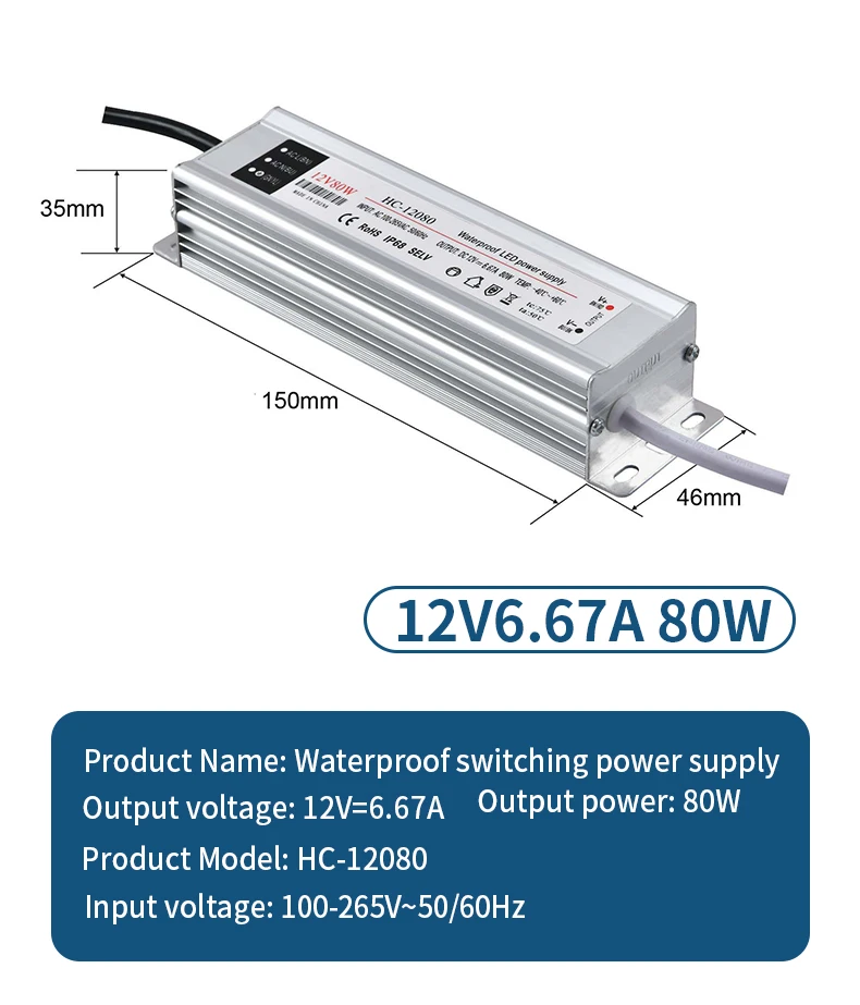 Waterproof Led Power Supply 12v 24v 400w 300w 250w 200w 150w 120w 100w 80w Ip67 Led Driver - Buy ...
