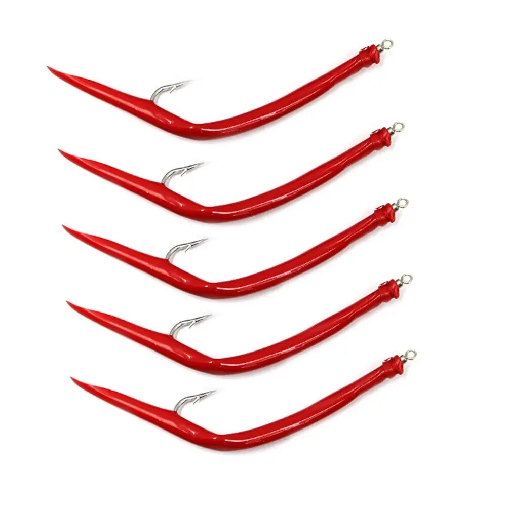 Fishing Eel Rubber Tube Lure Jig-bait Shank Offset Hook Barbed Octopus ...