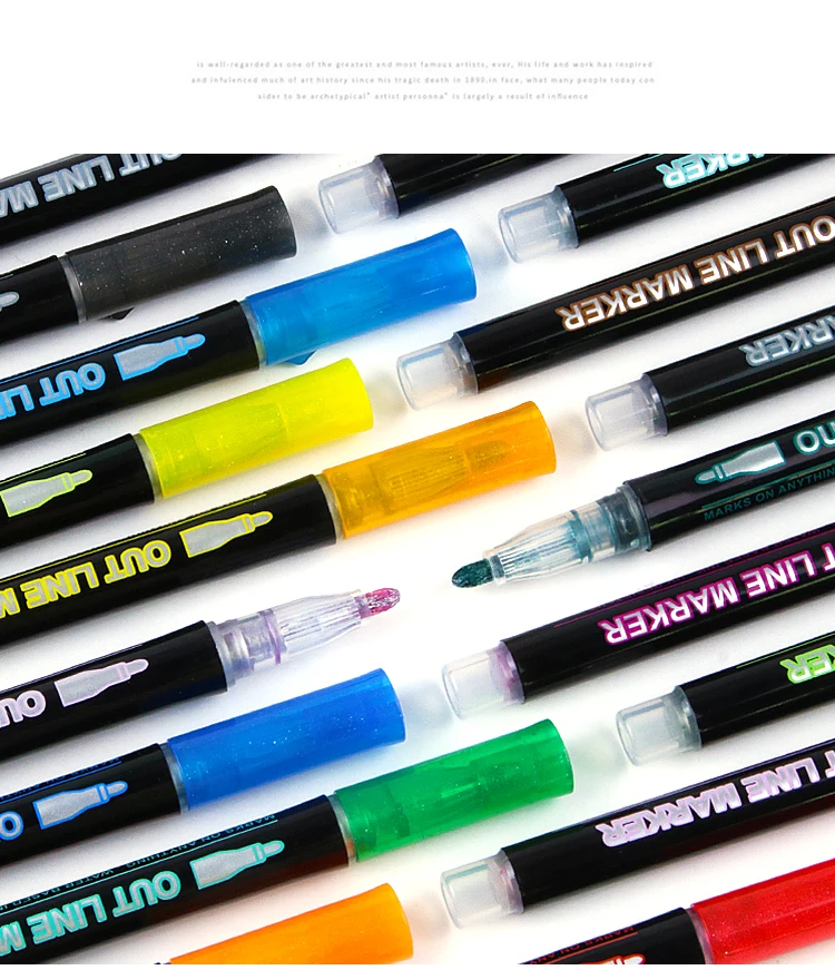 Made Outline Double Line Marker Pen 24-color Outline Double Line Pen ...