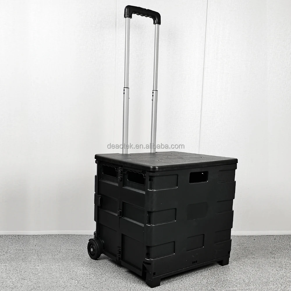 35kg Plastic Folding Shopping Cart/ Foldable Shopping Trolley/foldable ...