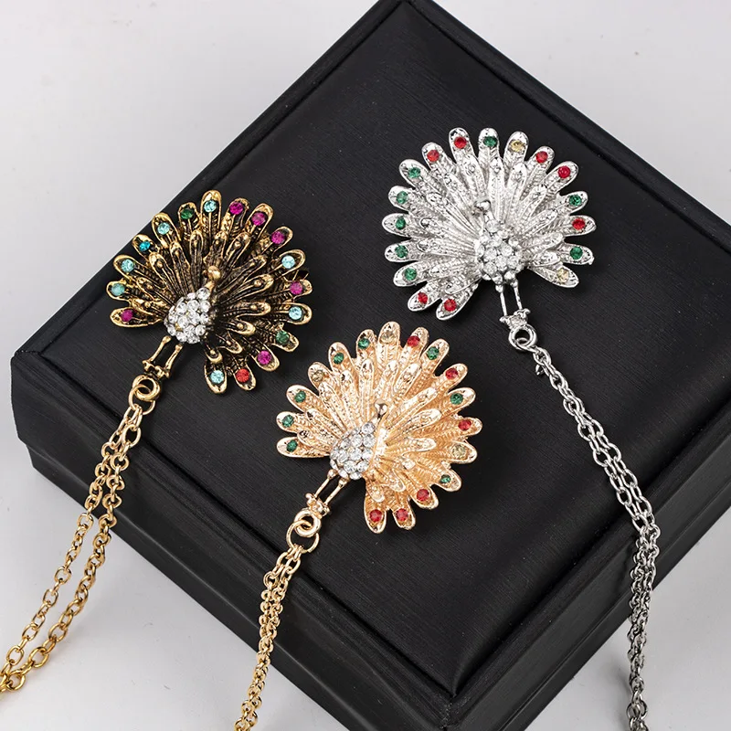 Wholesale Men Bulk Lapel Pin With Chain Custom Gold Peacock Lapel Pin ...