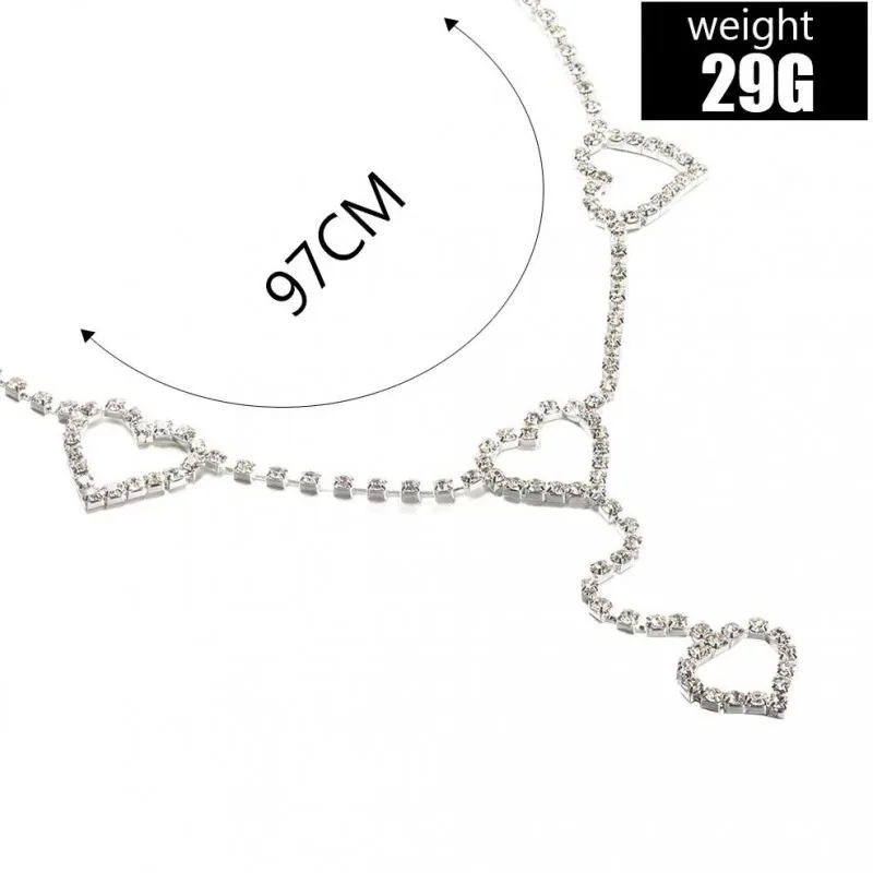 Sexy Silver Rhinestone Sexy Love Heart Shape Pendant Waist Belly Chain ...