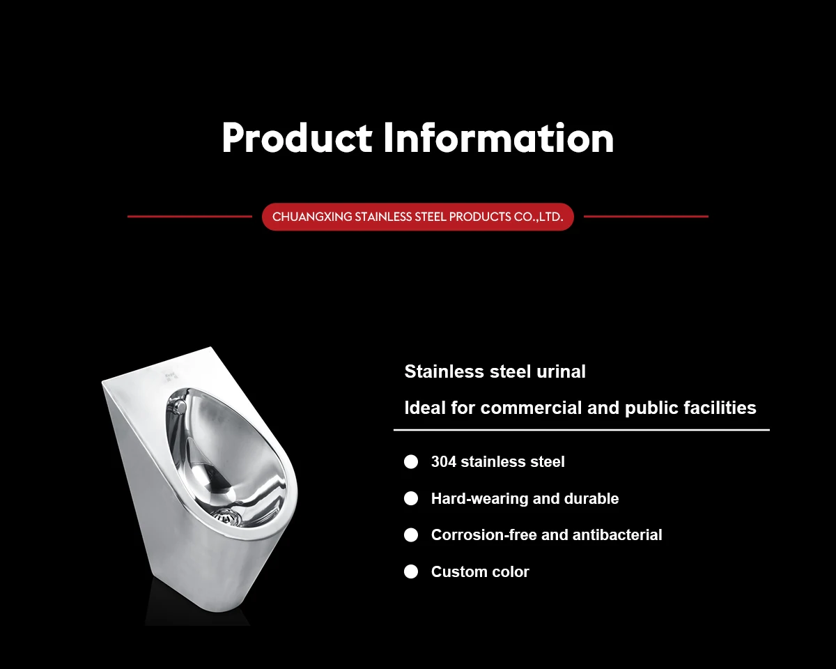 Stainless Steel Wall Mounted Urinal - Water Saving
