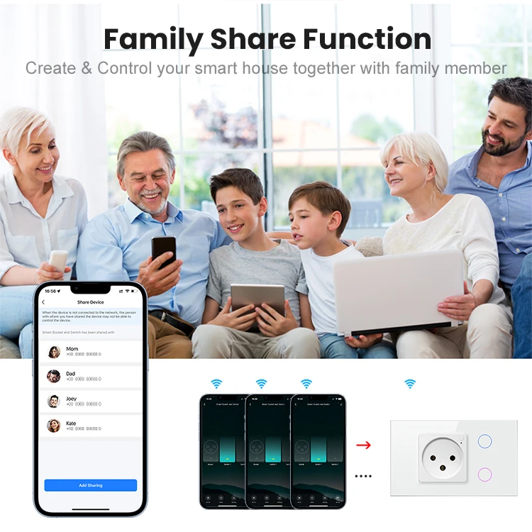 White 1 & 2 Gang Israel Standard WiFi Zigbee Wall Socket Supplier