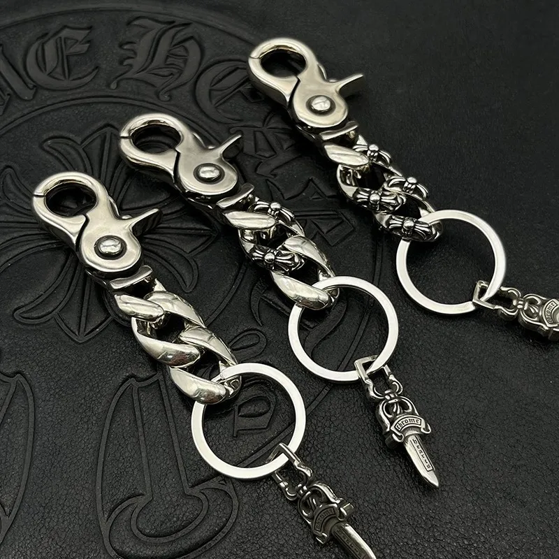 Retro Cross Flower Lobster Clasp Sword Keychain Glossy Full Flower Key ...