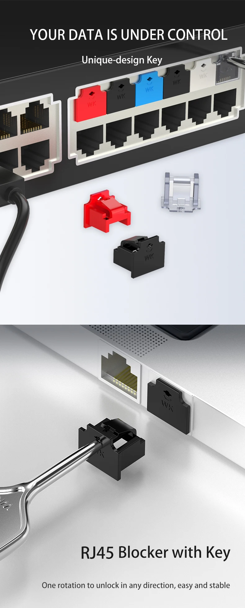 Locking Rj45 Port Dust Blocker With Key,Ethernet Port Lock - Buy Rj45 ...